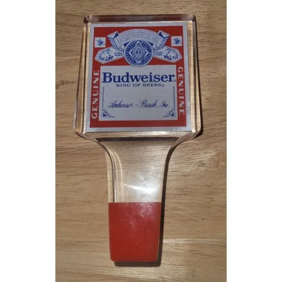 Budweiser Beer Pub Style Tap Handle Red Acryllic W White, 59% OFF